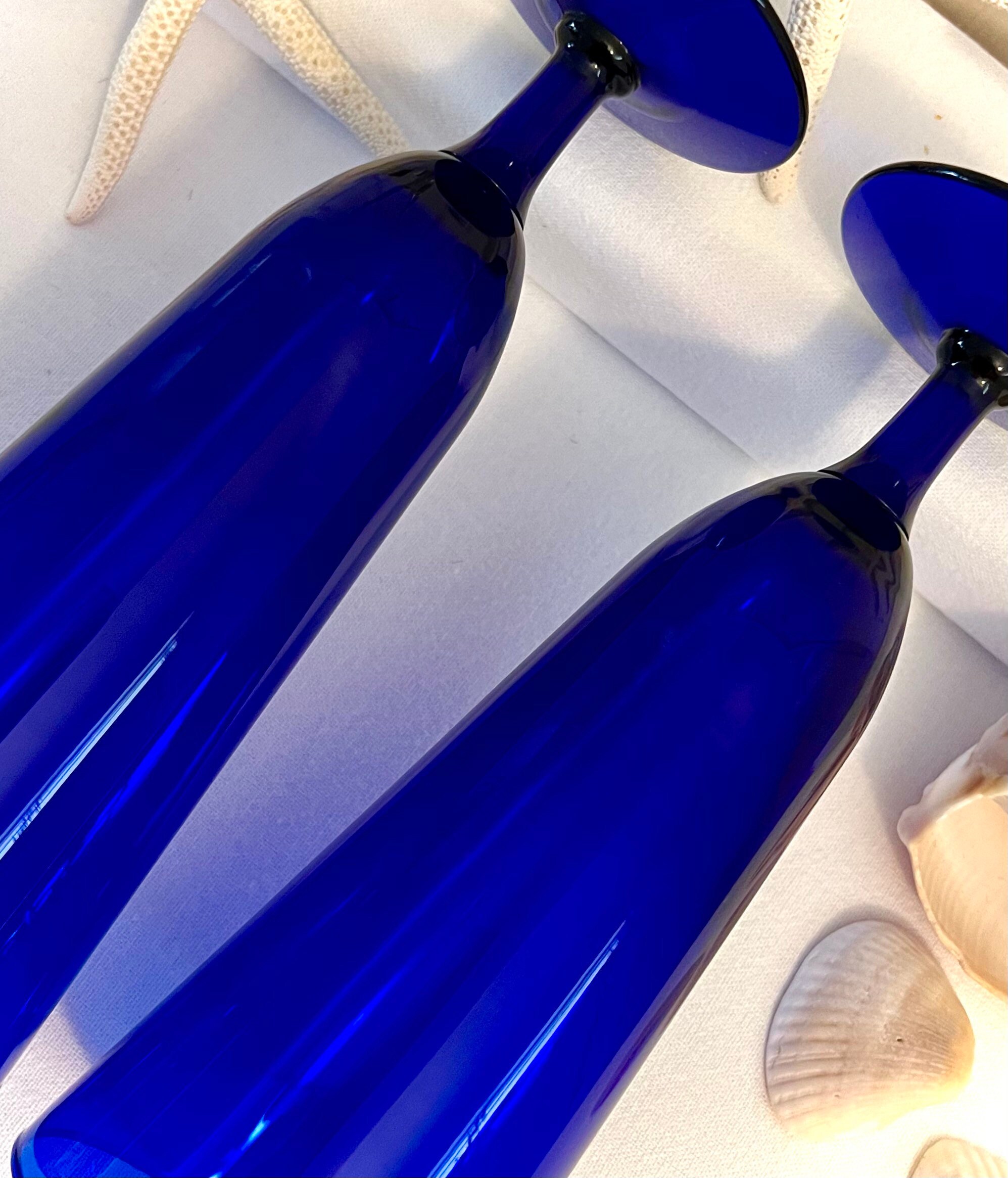 Champagne Wine Water Cobalt Blue Pilsners Gorgeous Set of 2 Excellent ...