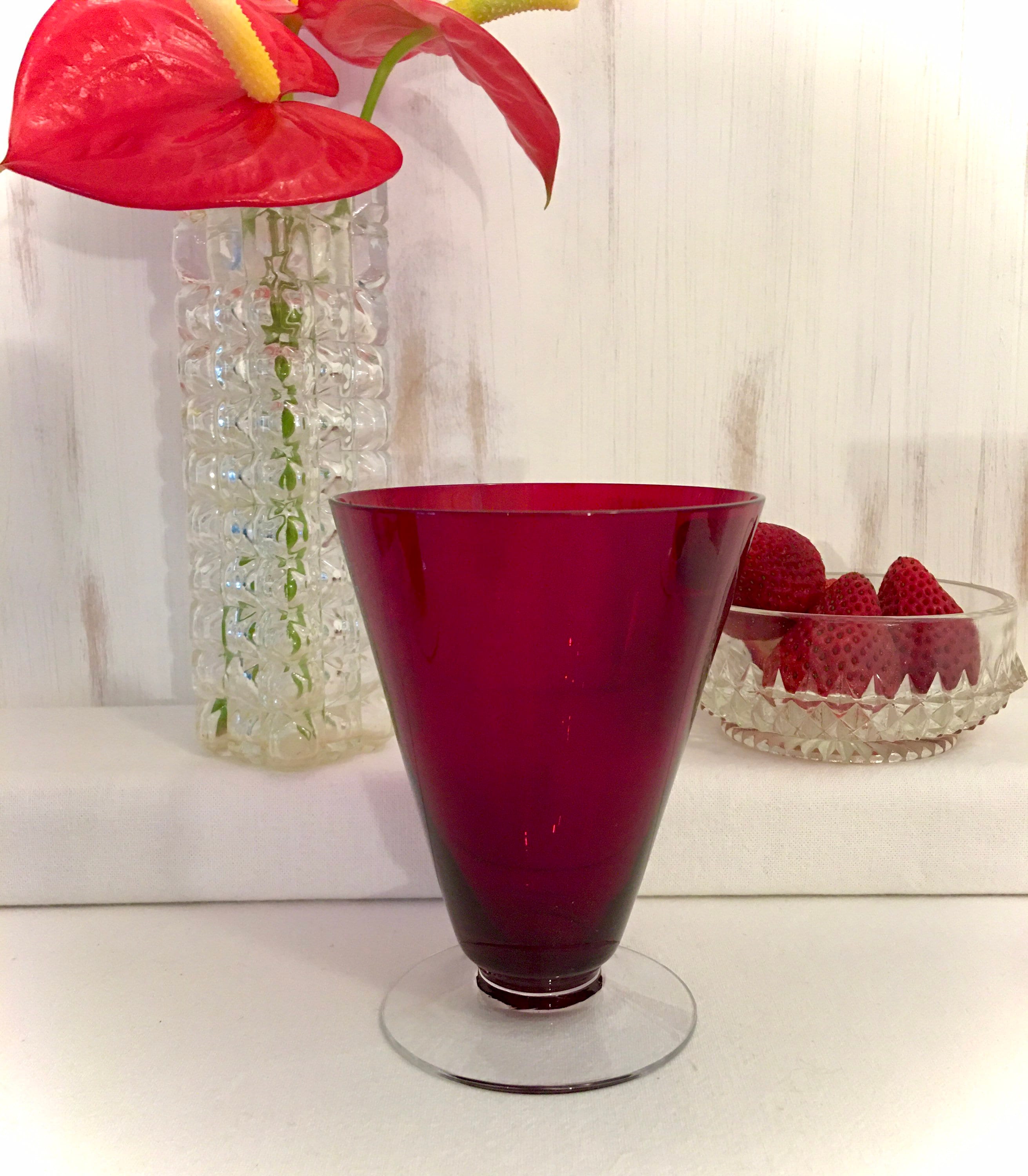 Wine Glasses Ruby Red/ Water Wine Glasses/ Vintage Wine | Etsy