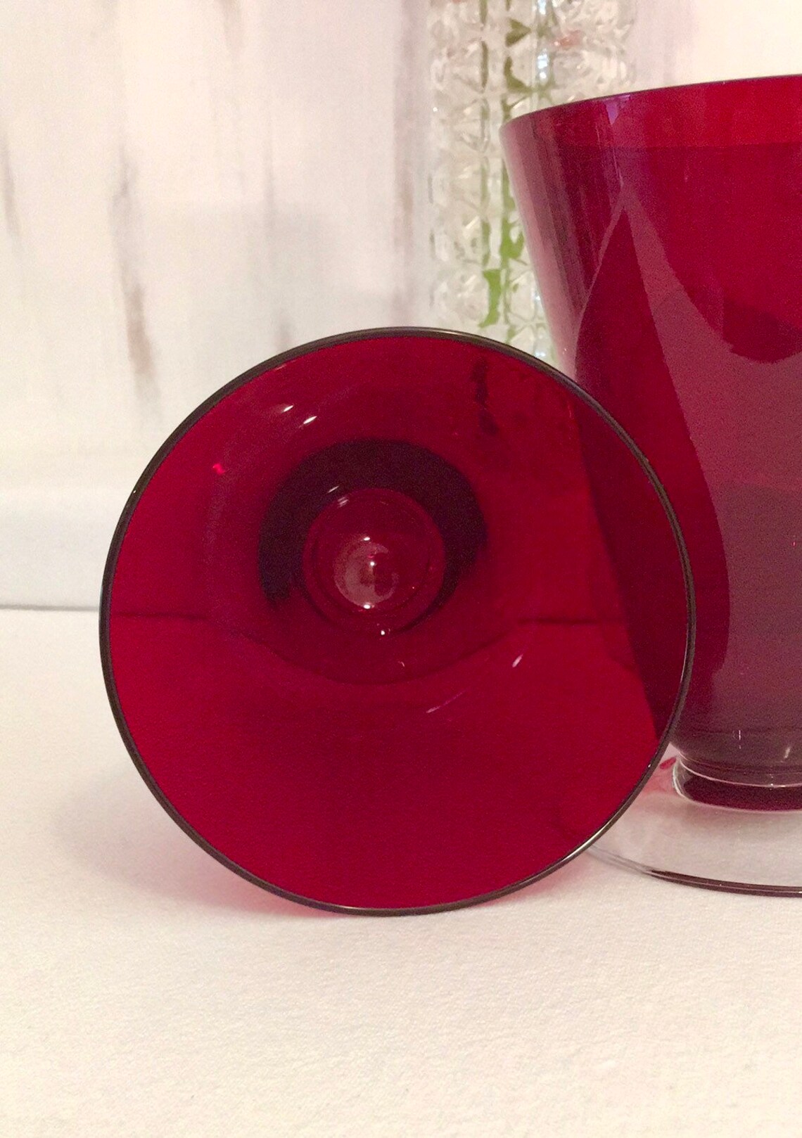 Wine Glasses Ruby Red Water Wine Glasses Vintage Wine Etsy