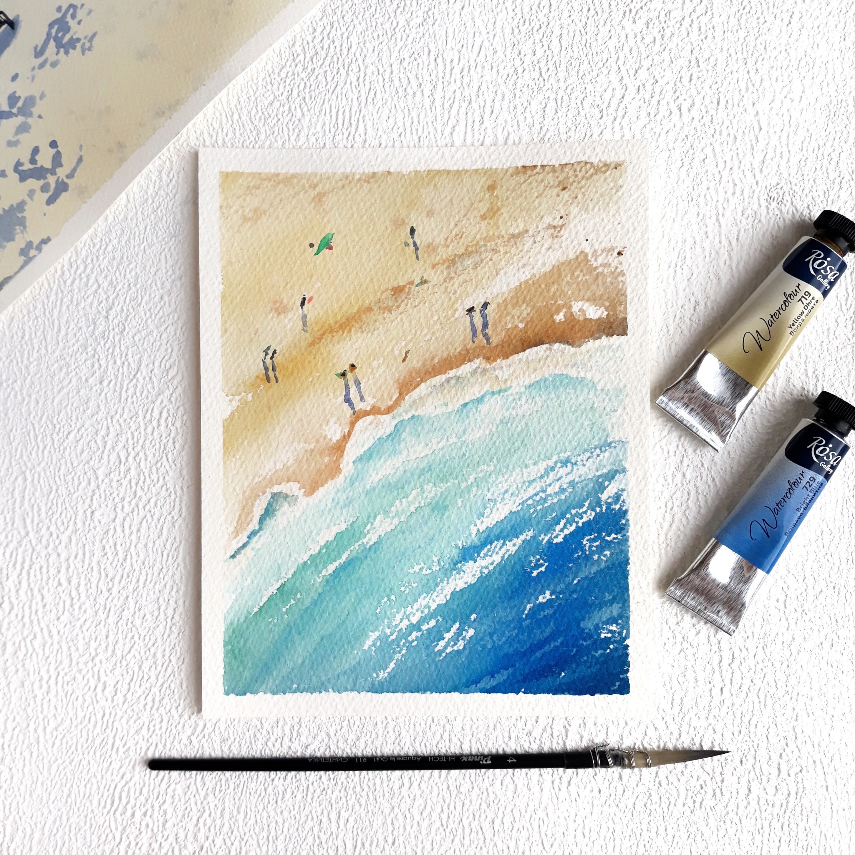 Watercolor Seascape Landscape Painting From Photo Ocean Beach - Etsy