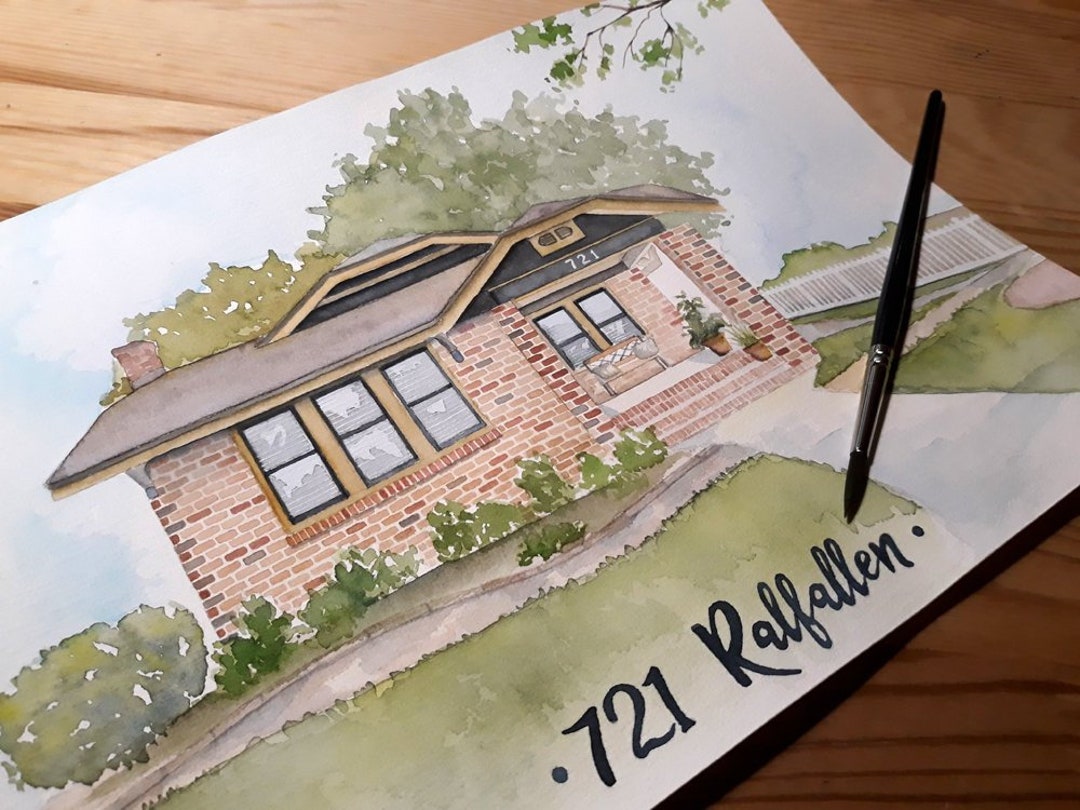 Watercolor Custom House Portrait House Drawing House Illustration ...