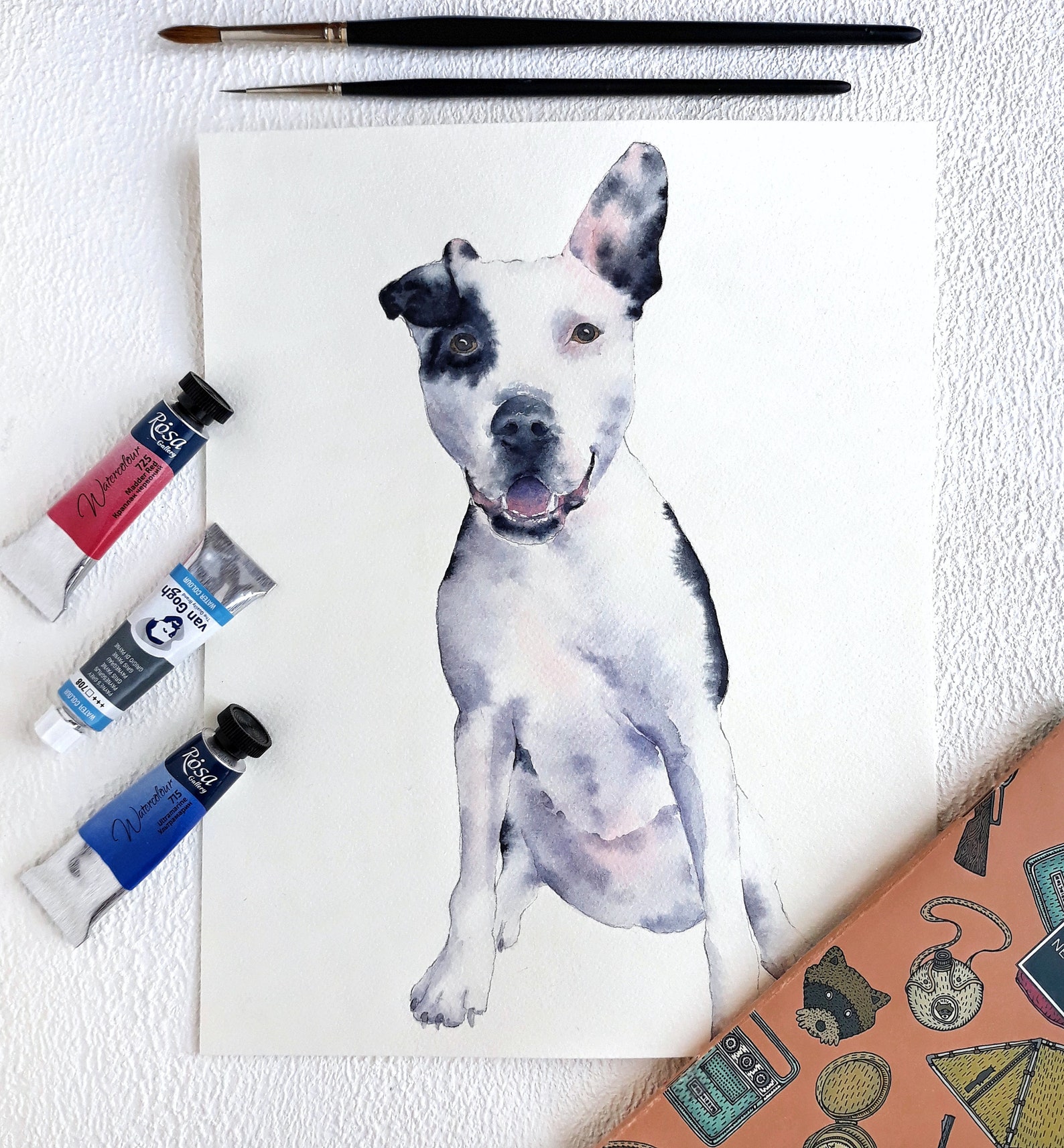 Custom Pet Portrait Painting Watercolor Custom Dog Drawing | Etsy