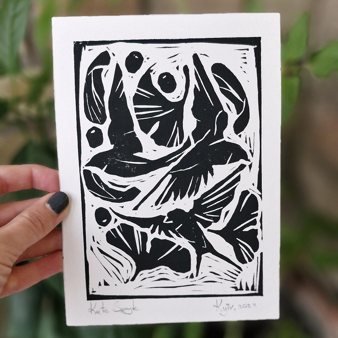 Barn Swallow Birds Print, Original Hand-printed Linocut, 5x7, Handmade Birdlover Gift ...