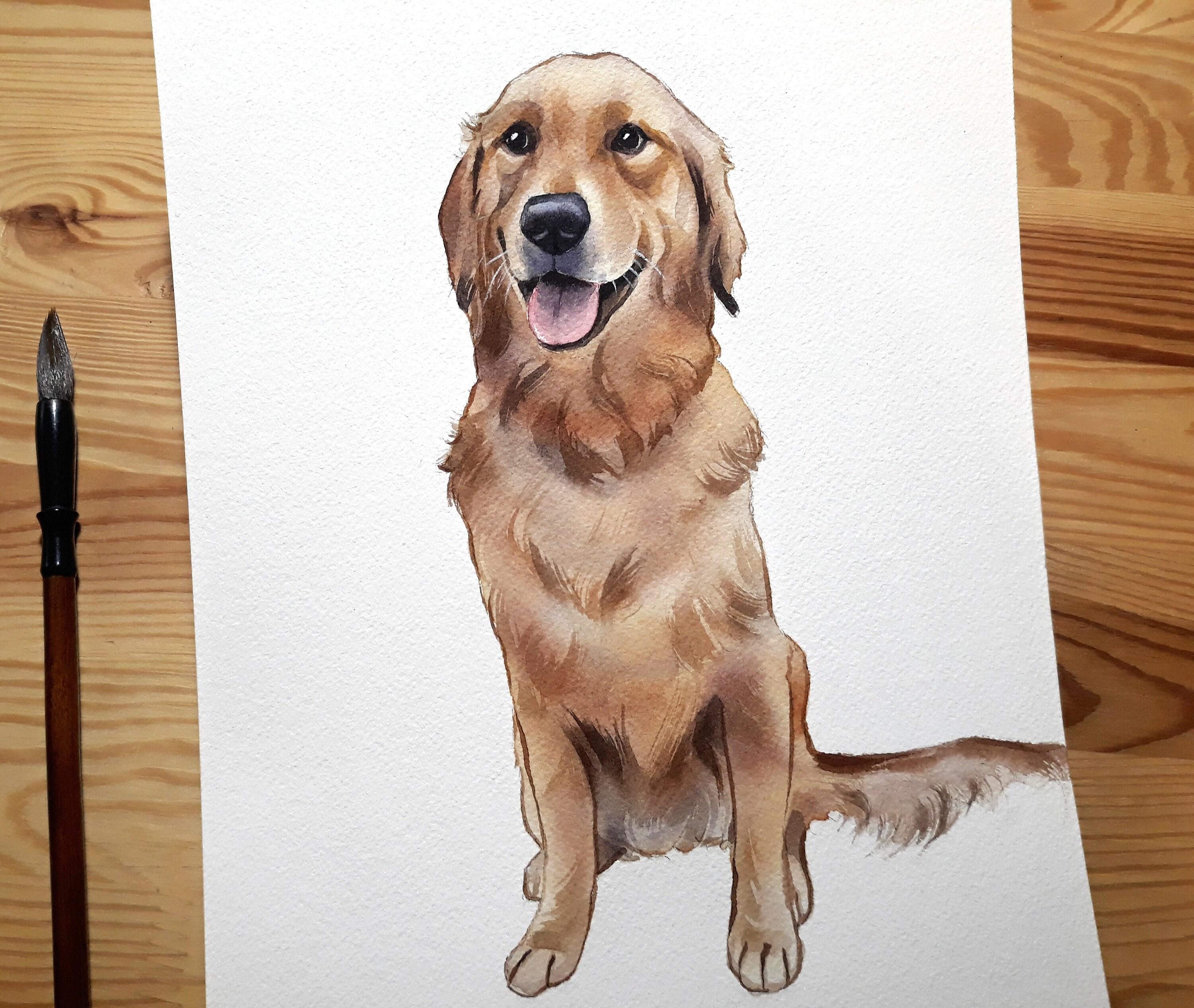 Custom Pet Portrait Painting Watercolor Custom Dog Drawing | Etsy
