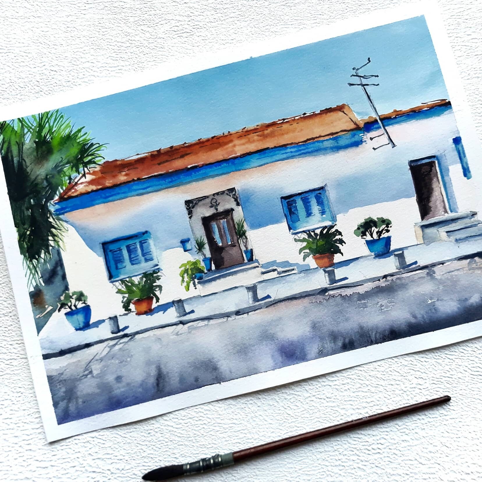 Watercolor Seascape Landscape Painting From Photo Ocean Beach | Etsy