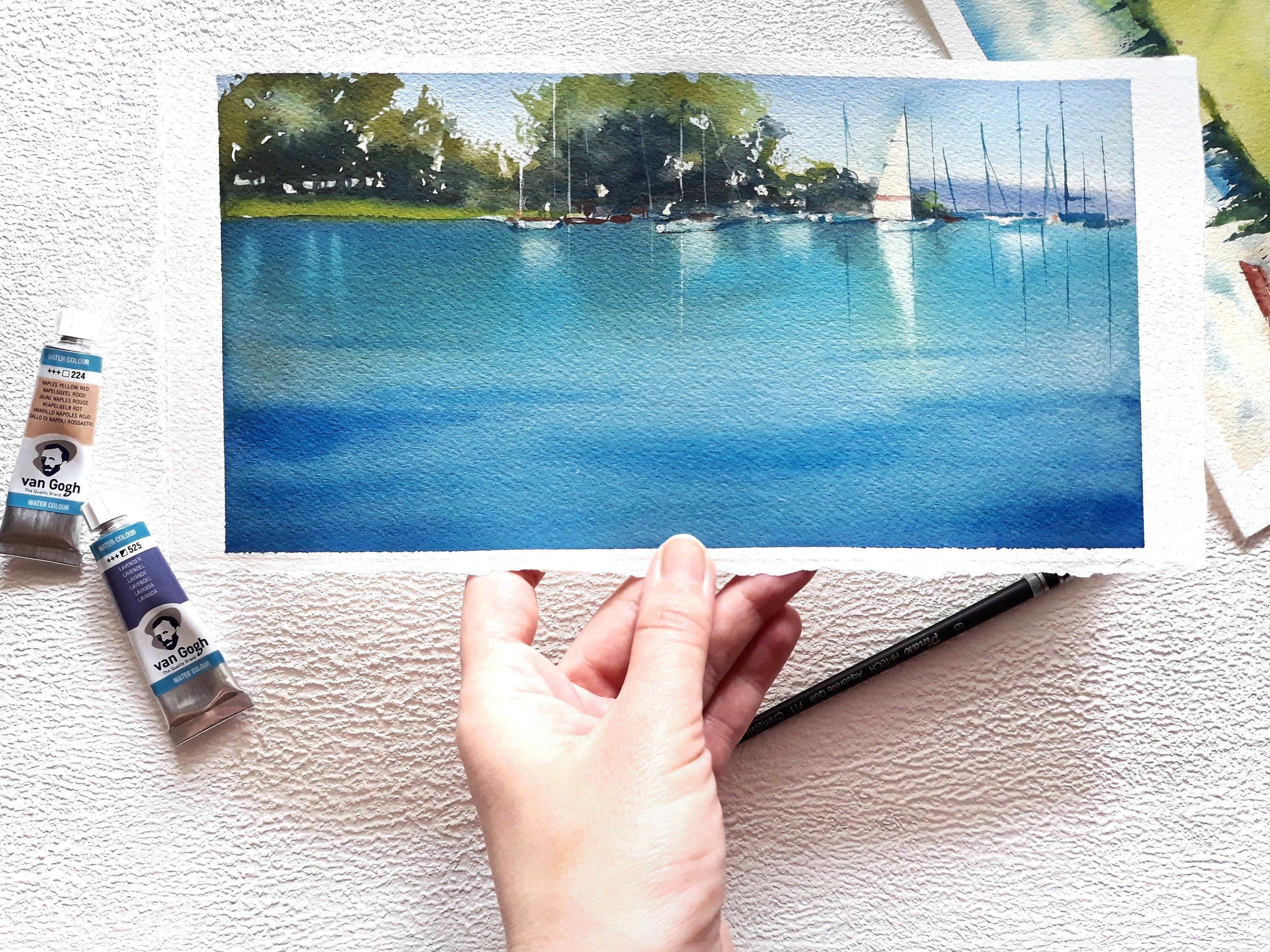 Watercolor Seascape Landscape Painting From Photo Ocean Beach - Etsy