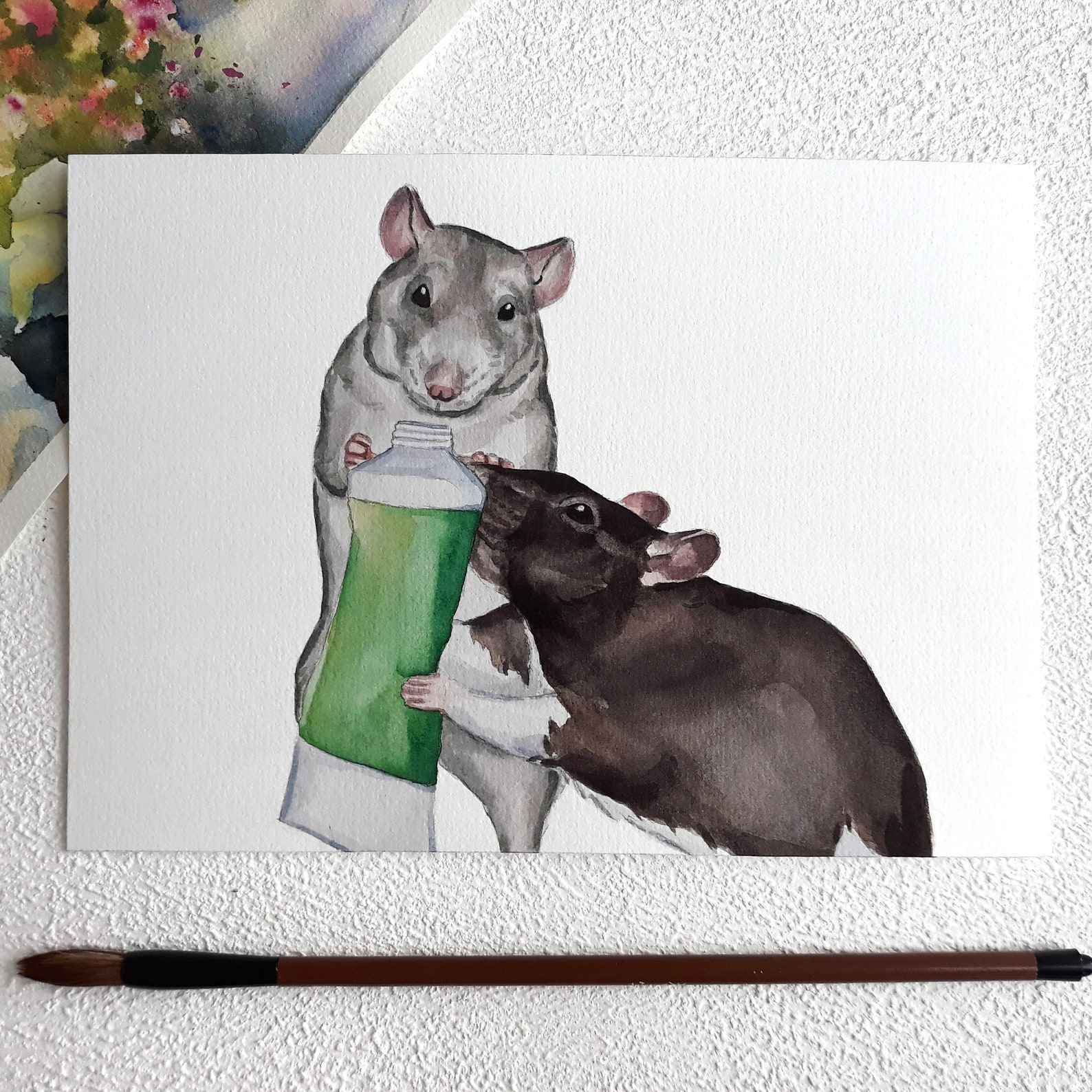 Watercolor Custom Rat Portrait Personalized Rat Drawing Rat - Etsy