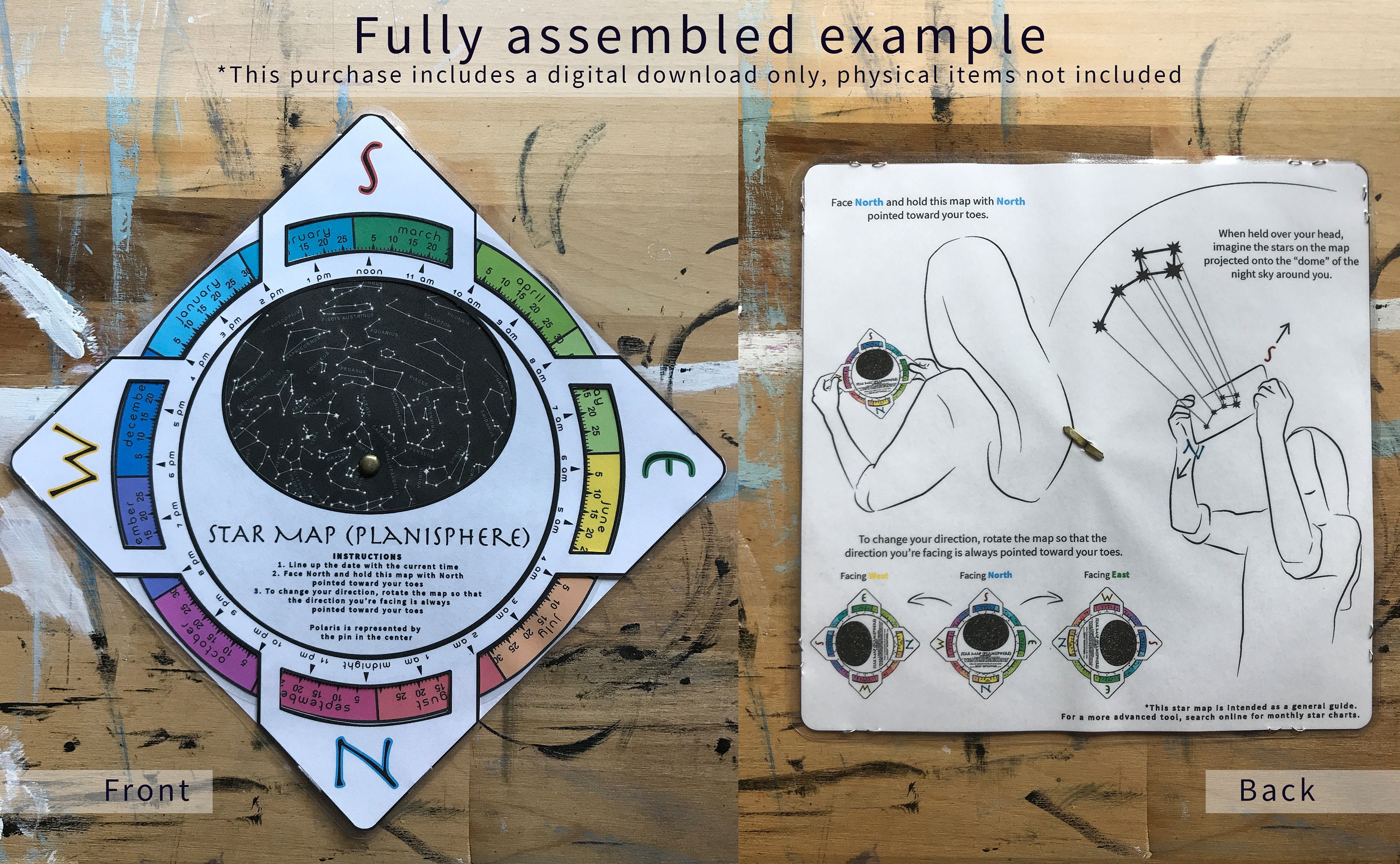 Star Map Planisphere Printable File - Etsy México