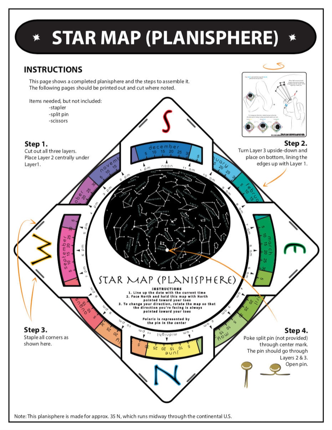 Star Map Planisphere Printable File - Etsy México