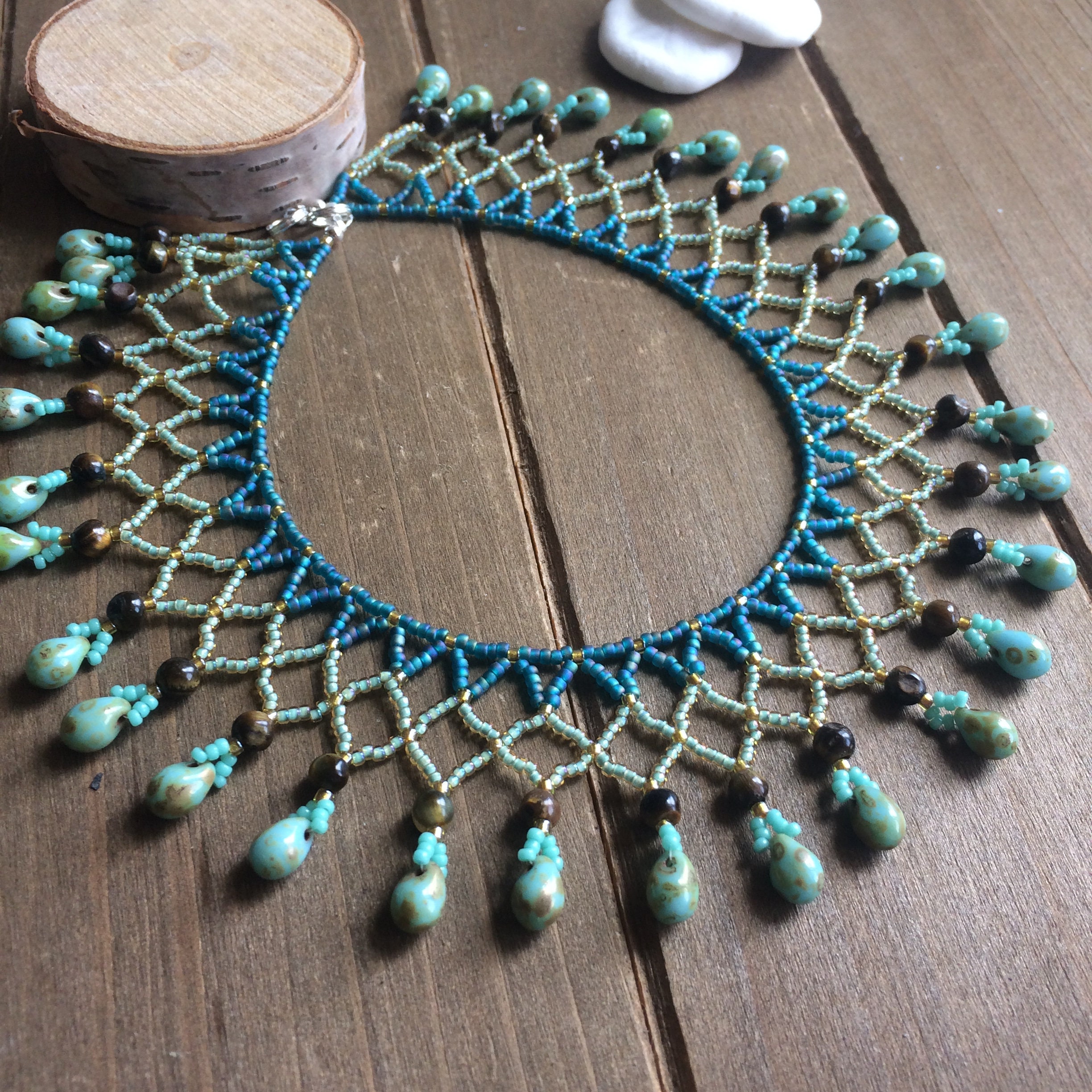 Tribal anklet netted crochet beaded anklet native boho anklet | Etsy