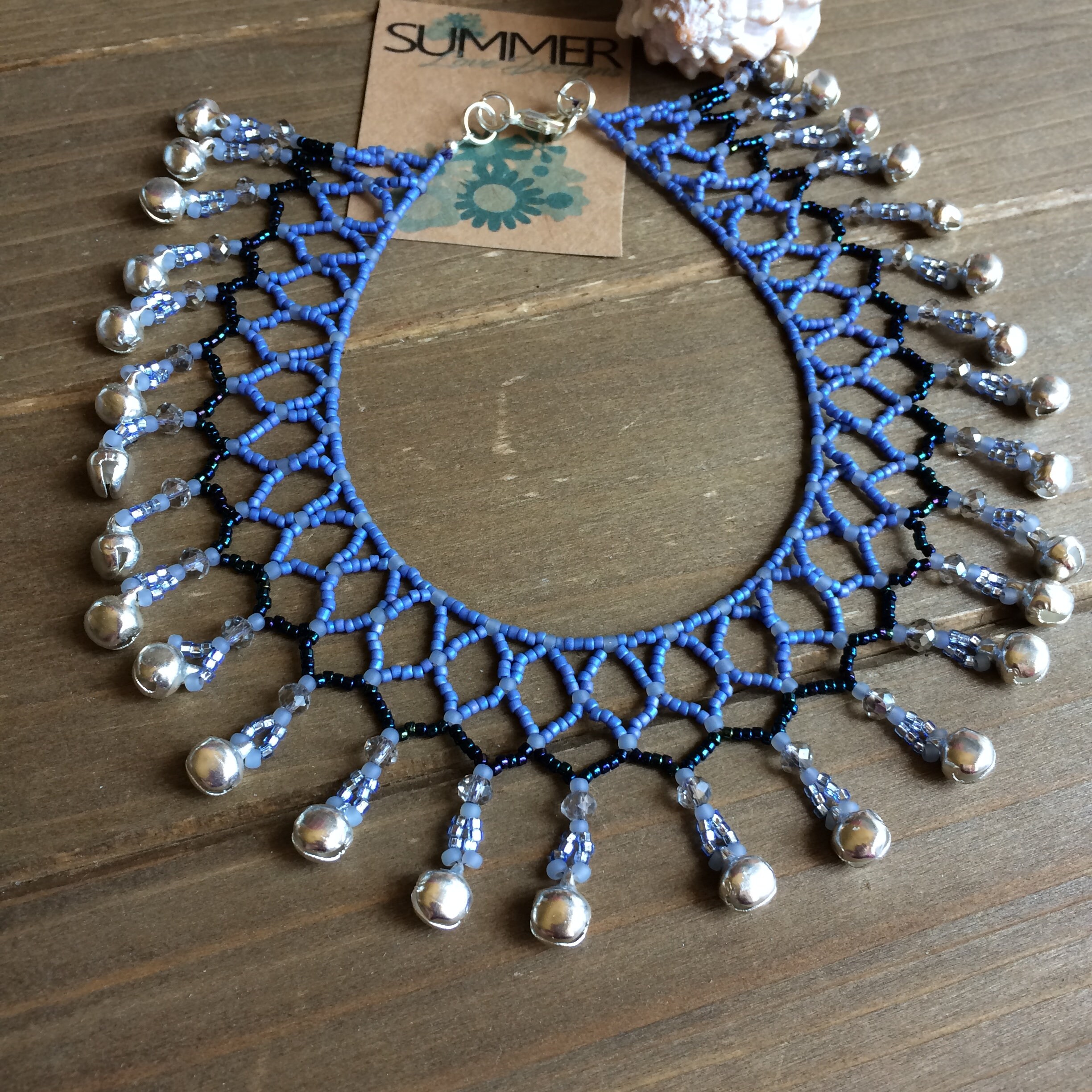 Clapper Anklet Beaded Blue Bells Netted Anklet Native Boho | Etsy