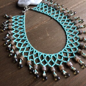 Native Anklet Beaded Crochet Silver Cascade Boho Surf Anklet Blue Puka ...