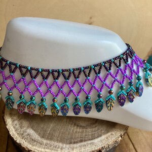 Purple Anklet Tribal Beaded Turquoise Netted Native Boho Silver Beach ...
