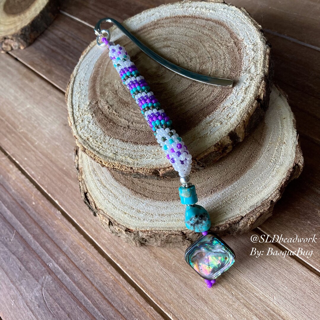 Handmade Bookmark Page Saver Campitos Turquoise Boho Bookmark Beaded ...