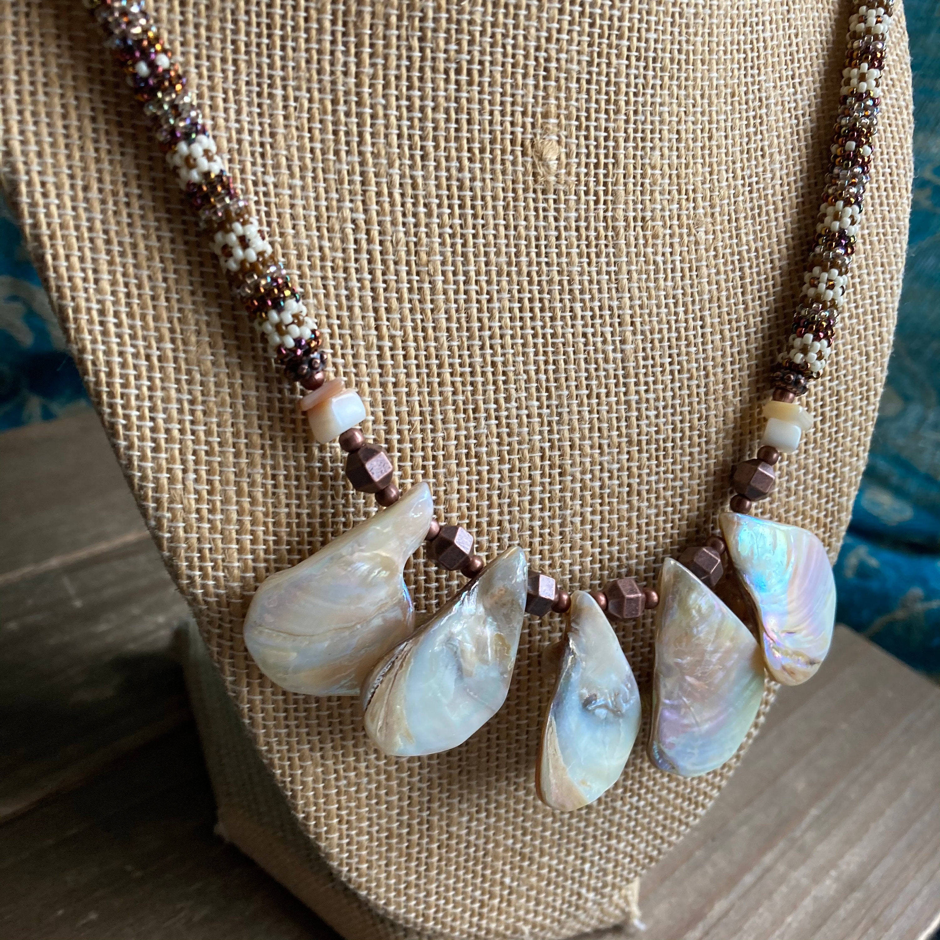 Shell necklace beaded handmade necklace puka shell copper | Etsy