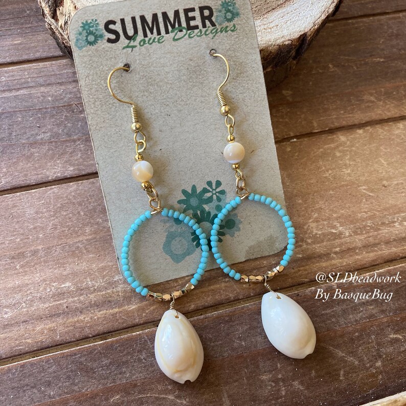 Pua Shell Earrings Tropical Surf Earrings Dangle Beach - Etsy