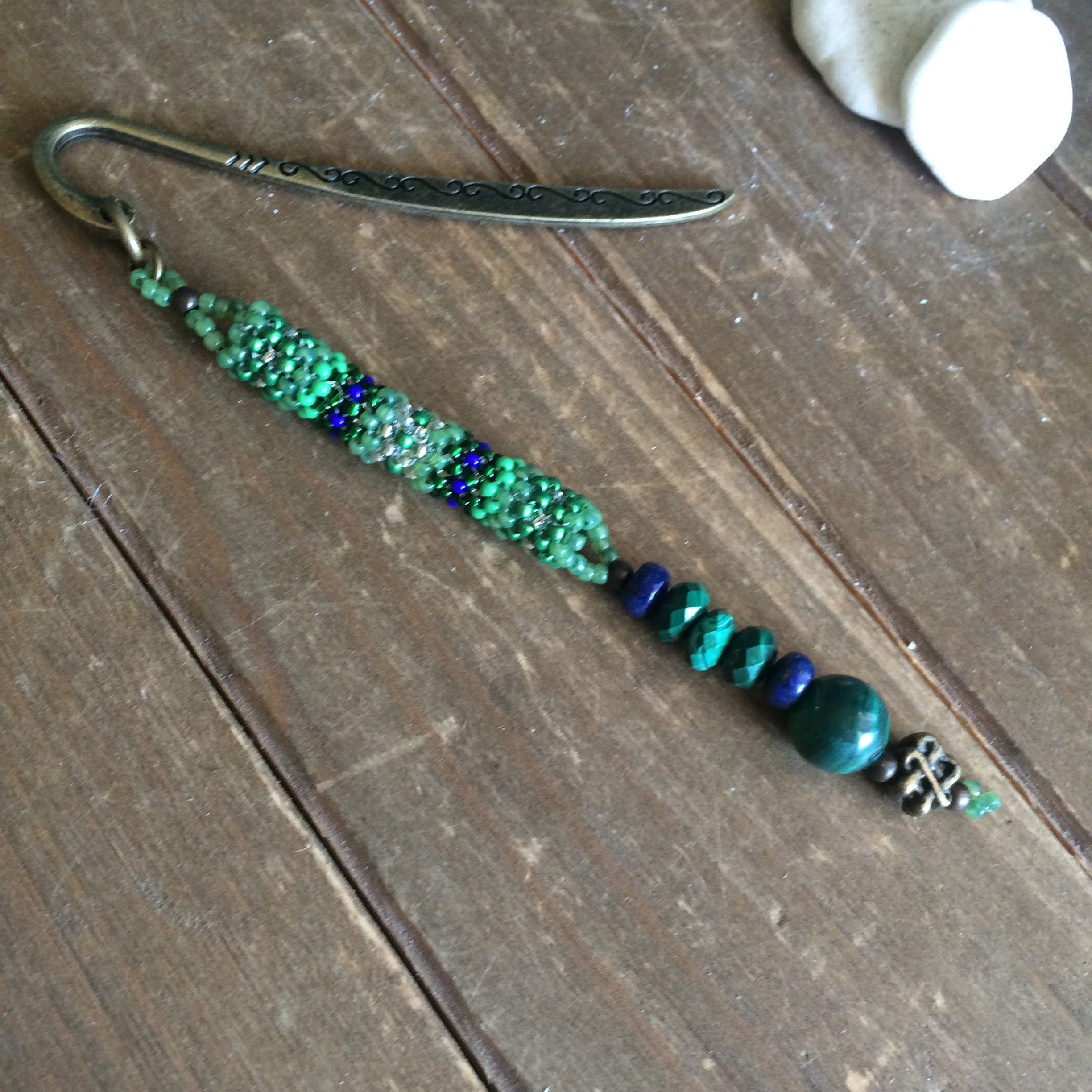 Malachite Bookmark Bronze Celtic Knot Irish Green Boho Bookmark Bronze ...