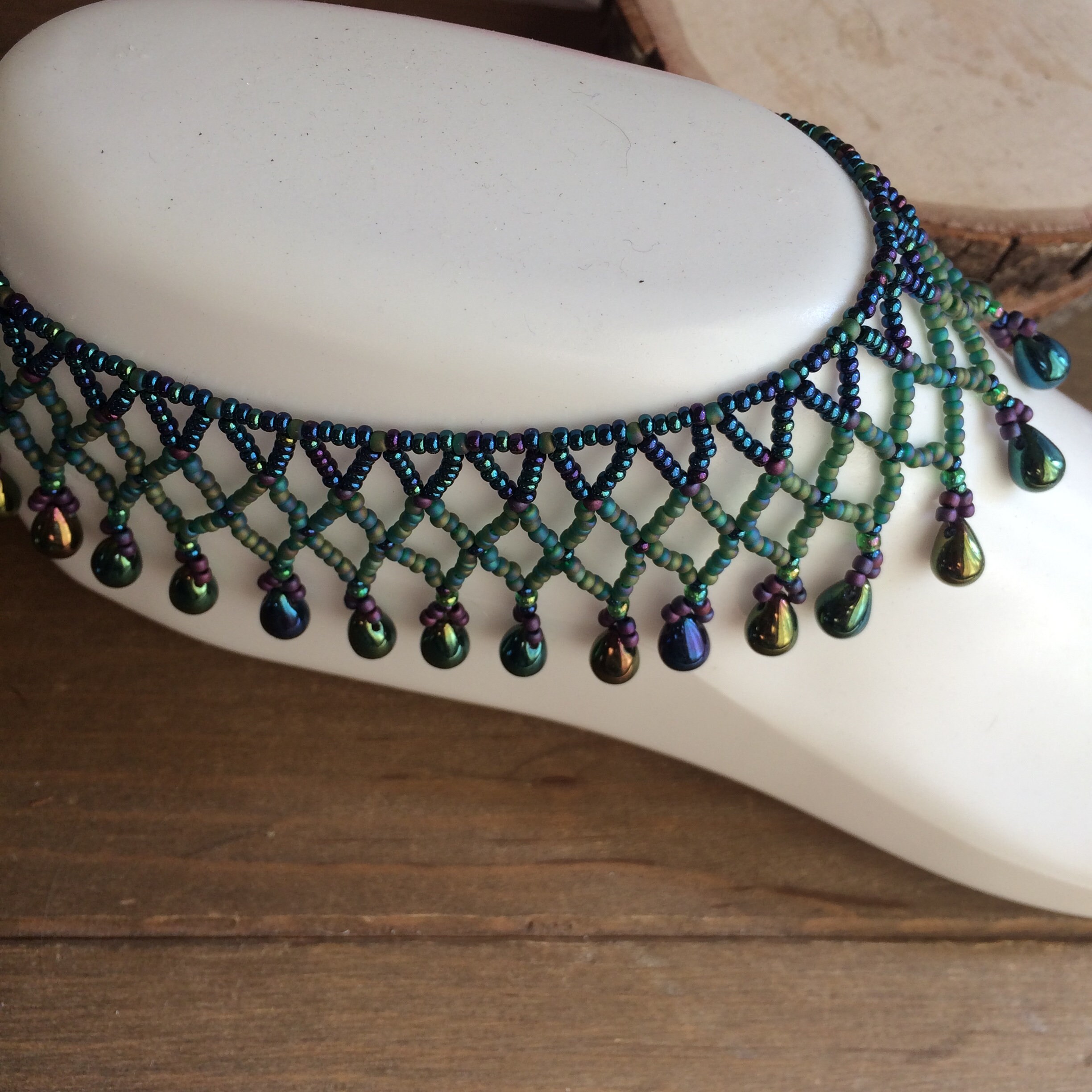 Tribal Anklet Netted Beaded Anklet Native Boho Anklet Festival - Etsy