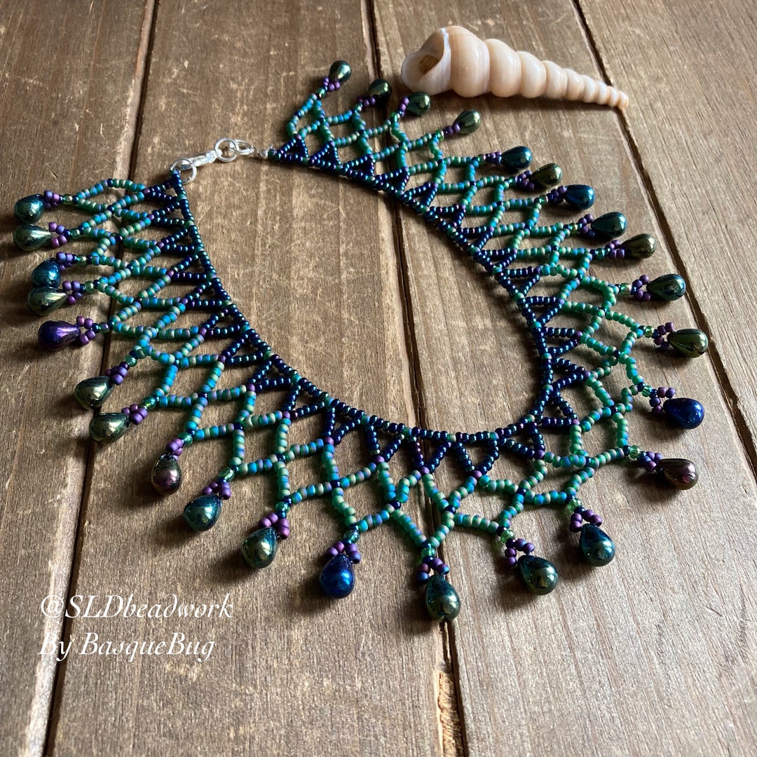 Tribal Anklet Netted Beaded Anklet Native Boho Anklet Festival Weave ...