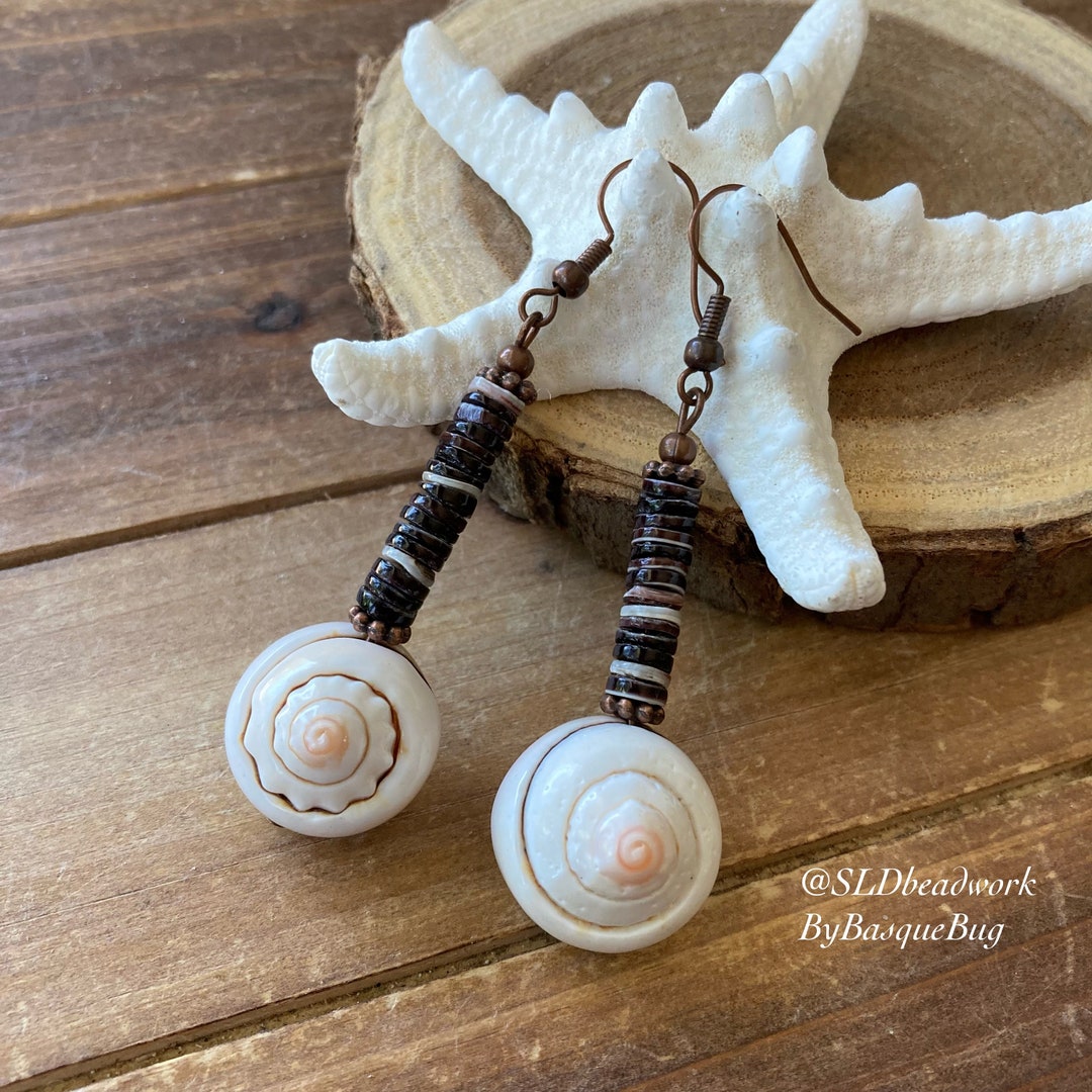 Muschel Ohrringe Puka Muscheln weiß Ohrringe Strand tropische Surfer ...