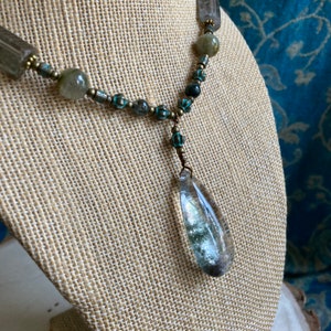 Lodolite Necklace Stone Set Earrings Set Crystal Quartz Pendant Set ...