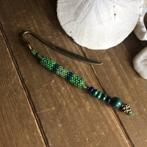 Malachite Bookmark Bronze Celtic Knot Irish Green Boho Bookmark Bronze ...