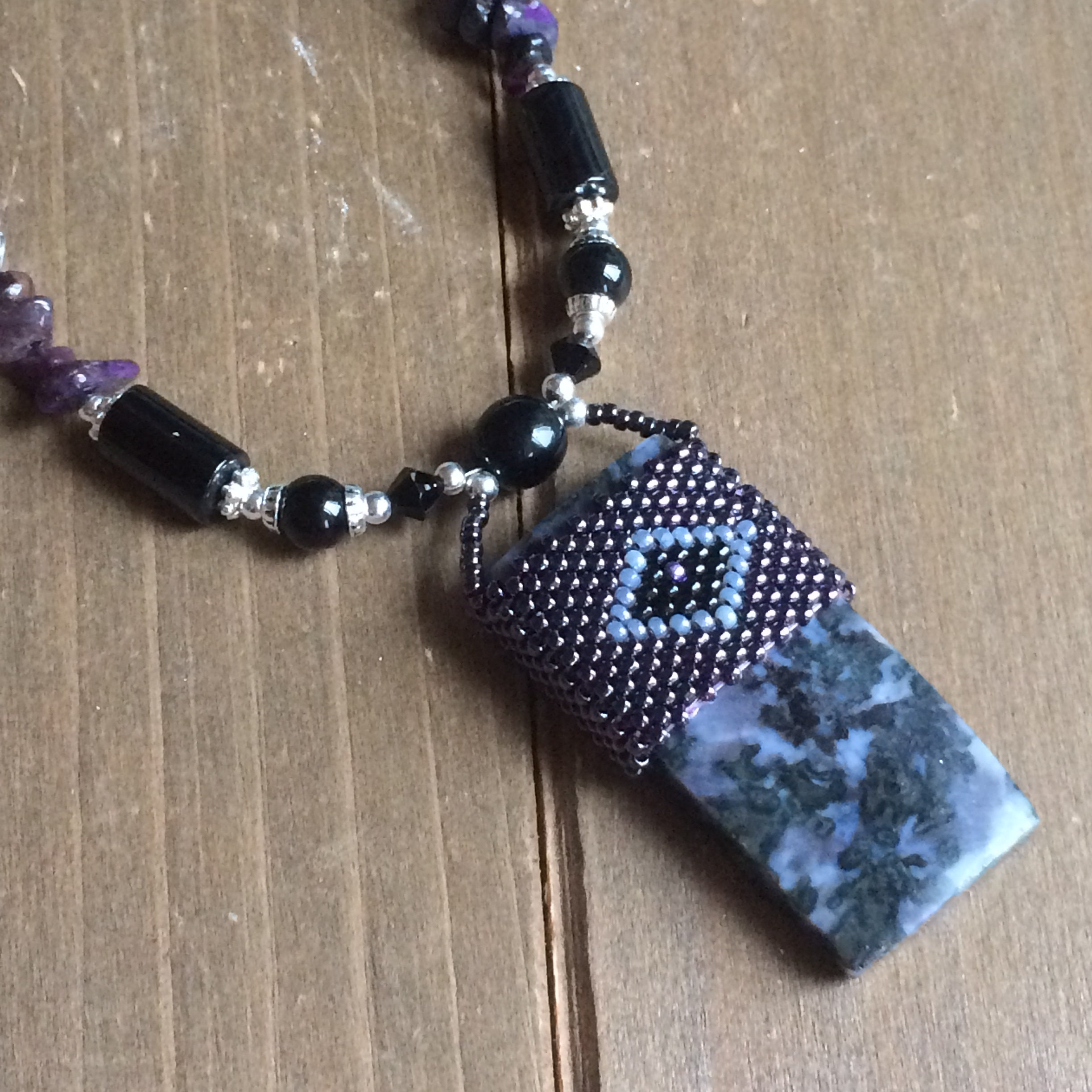 Merlinite necklace boho hippie mystic crystal indigo gabbro | Etsy