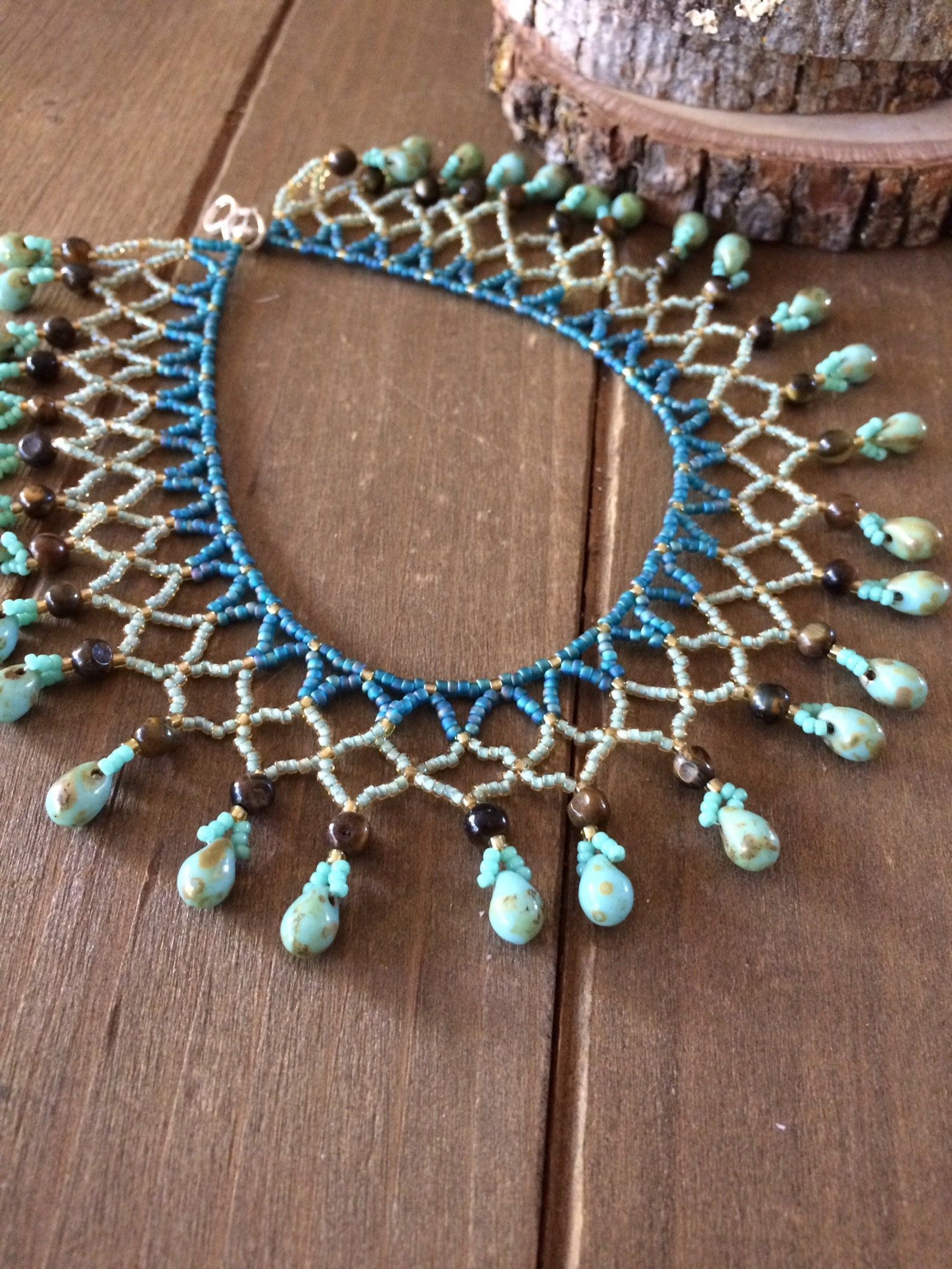 Tribal anklet netted crochet beaded anklet native boho anklet | Etsy