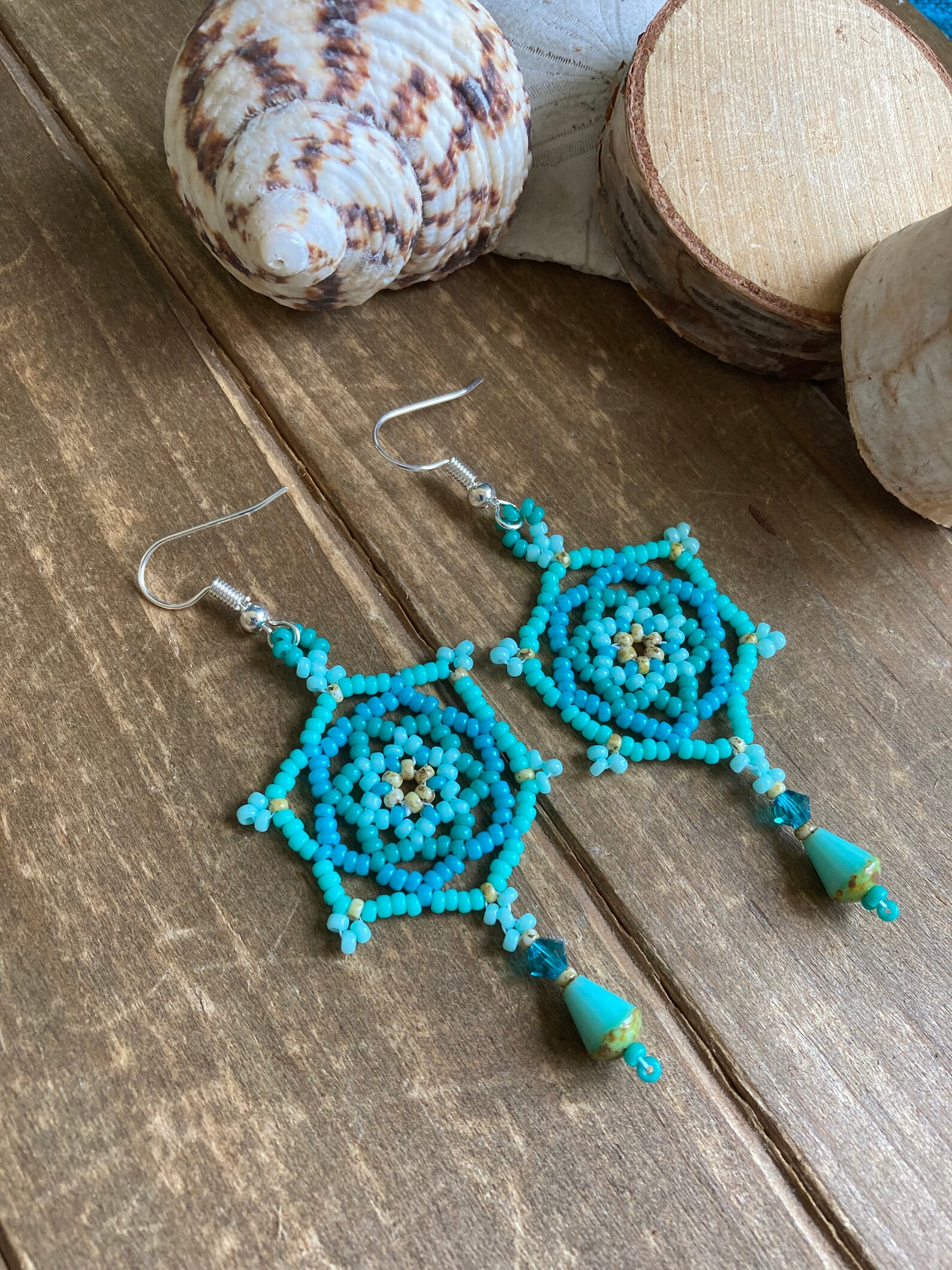 Tropical Earrings Sea Ocean Blue Earrings Handmade Beaded - Etsy