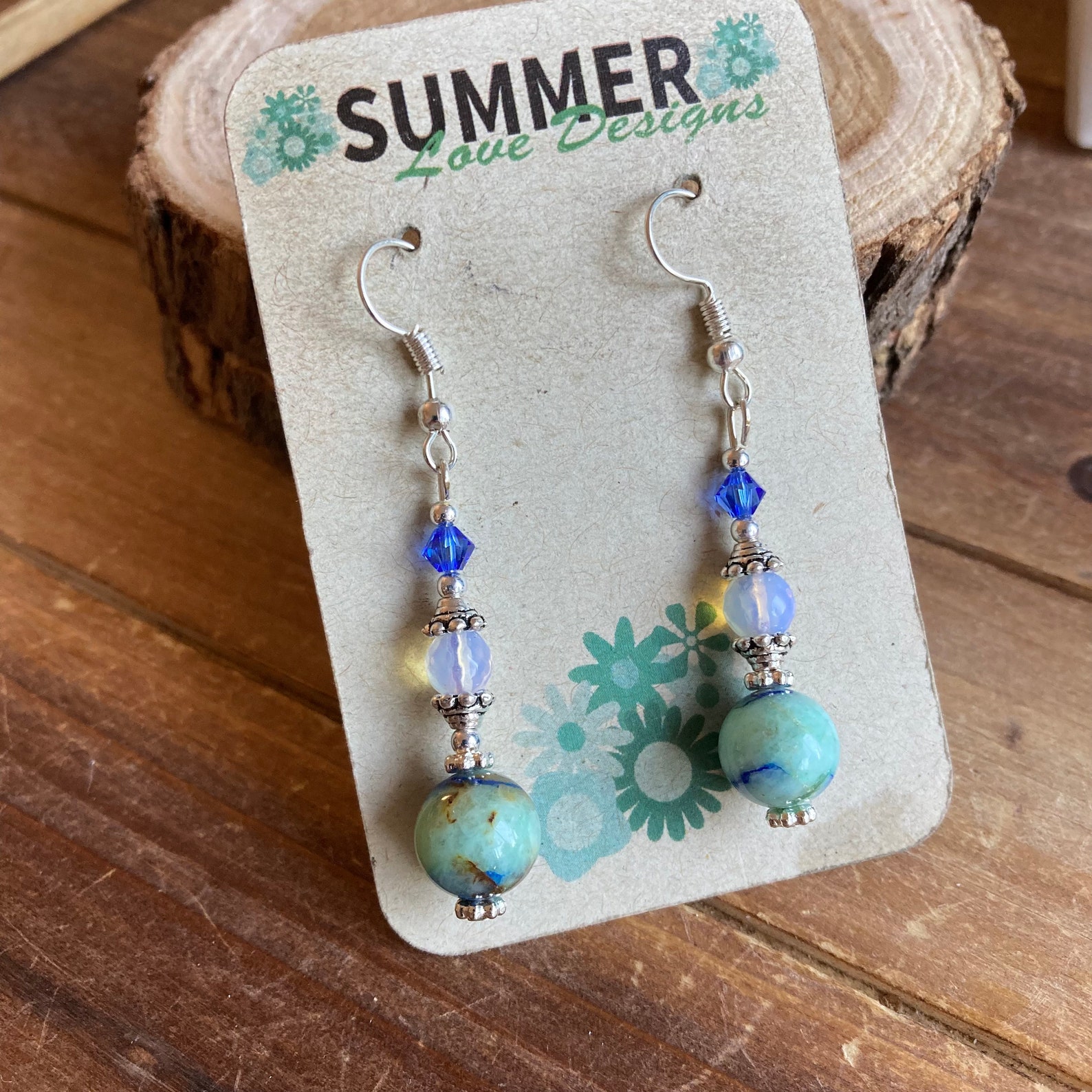 Phoenix Stone Earrings Blue Natural Stone Earrings Boho Dangle - Etsy