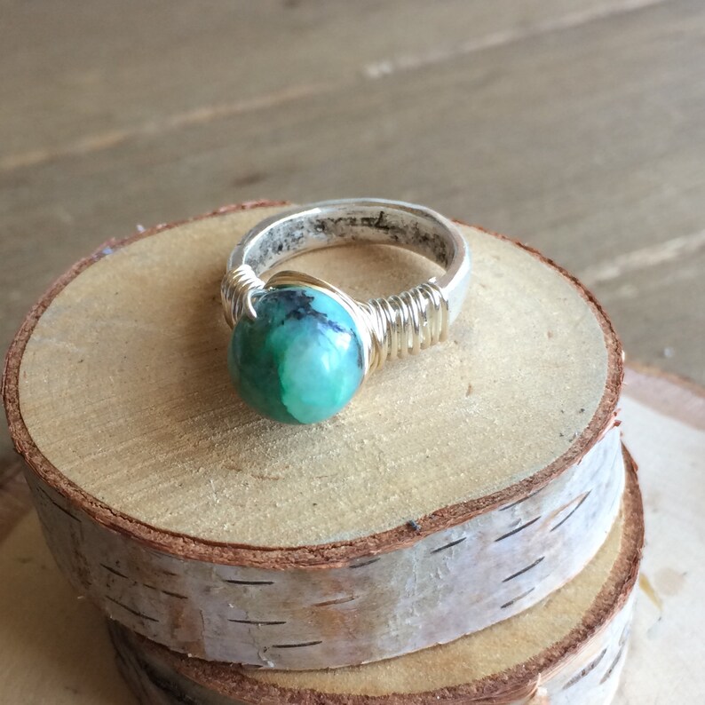 Phoenix Stone Ring Hammered Silver Size 7 Ring Natural Stone | Etsy