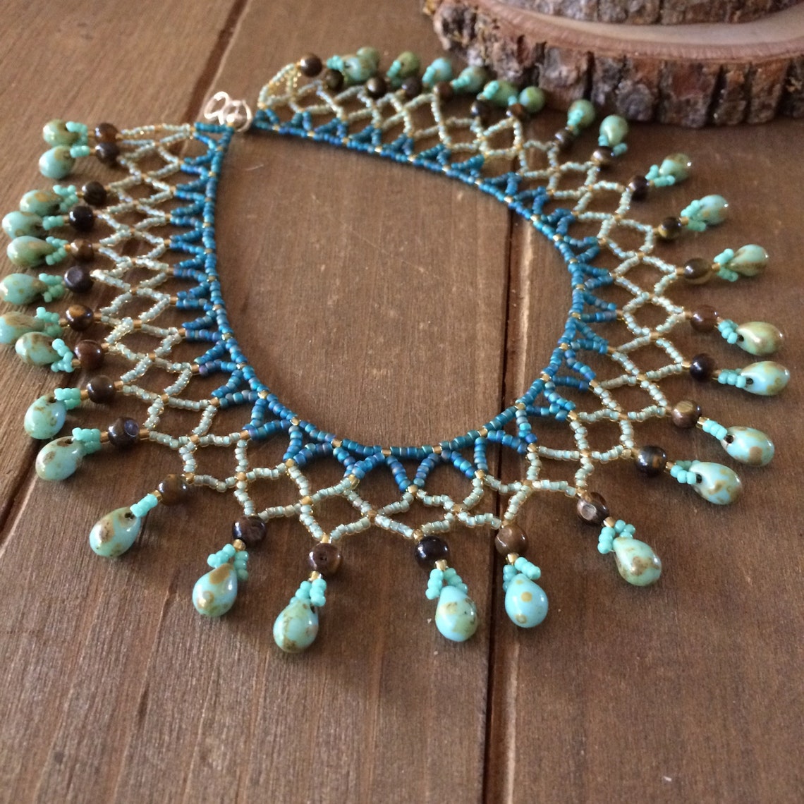 Tribal anklet netted crochet beaded anklet native boho anklet | Etsy