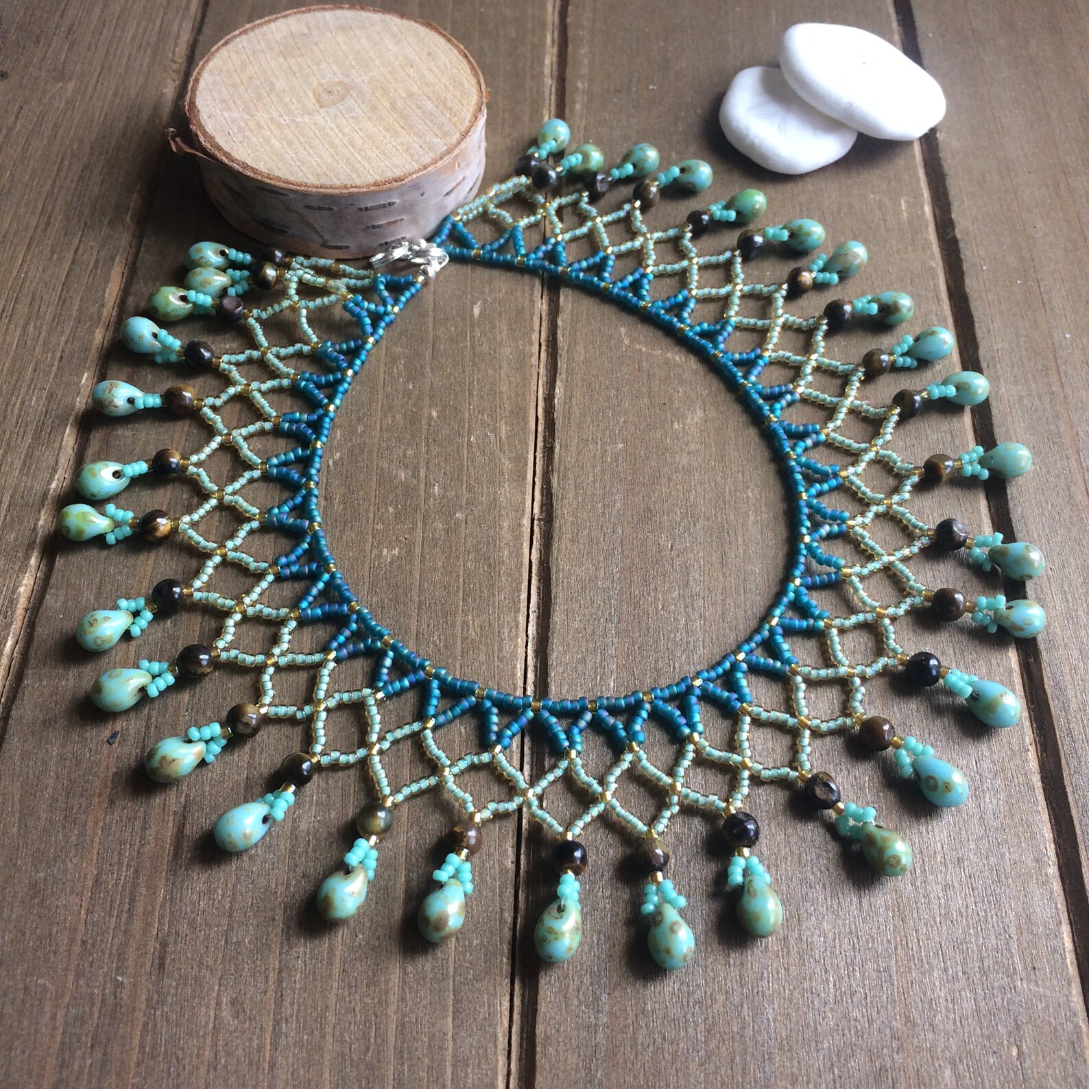 Tribal anklet netted crochet beaded anklet native boho anklet | Etsy