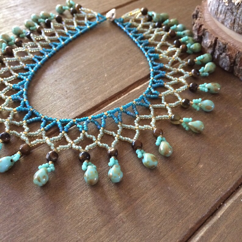 Tribal anklet netted crochet beaded anklet native boho anklet | Etsy