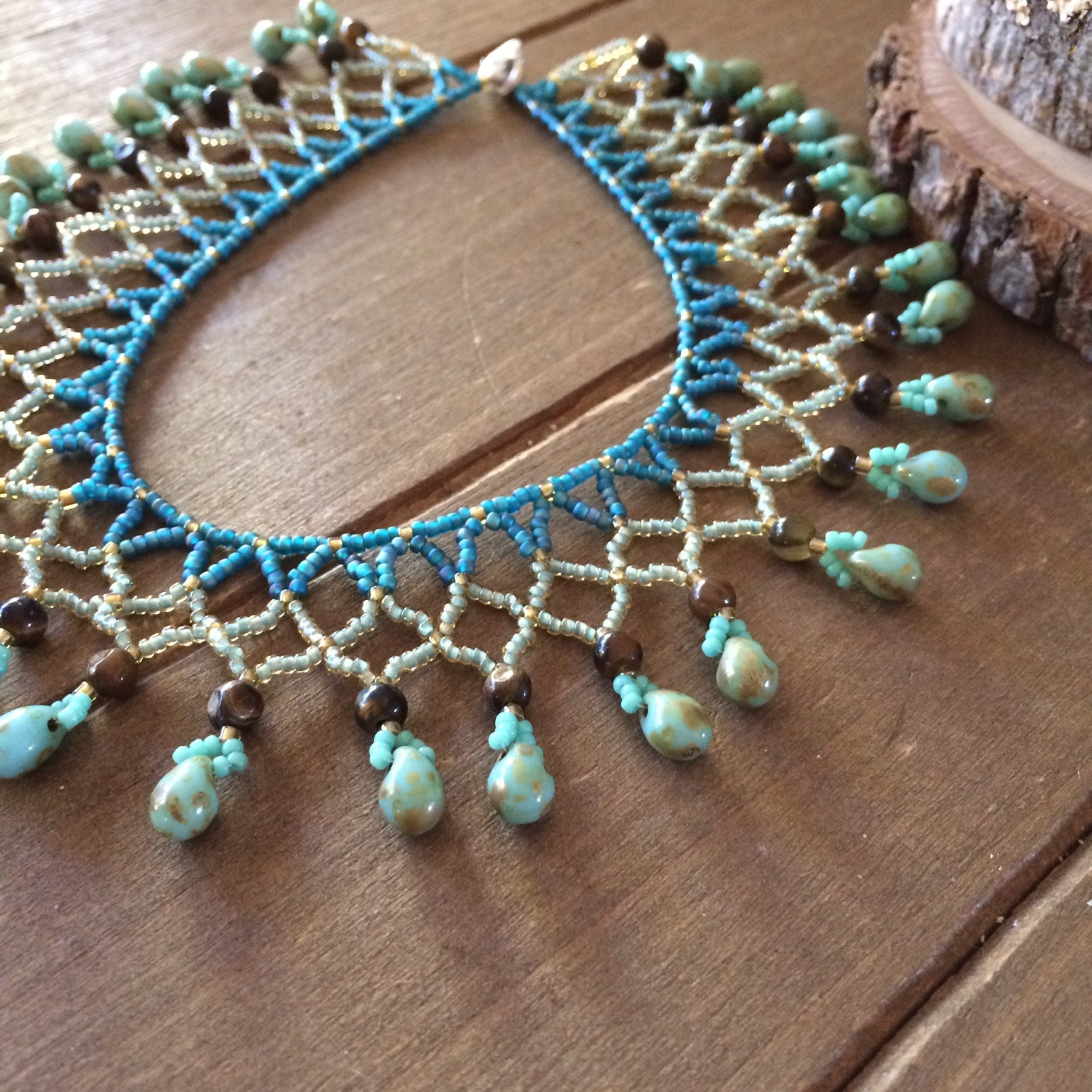 Tribal anklet netted crochet beaded anklet native boho anklet | Etsy