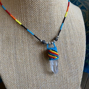 Peyote Beaded Necklace Crystal Wrapped Handmade Jewelry Crystal Pendant ...