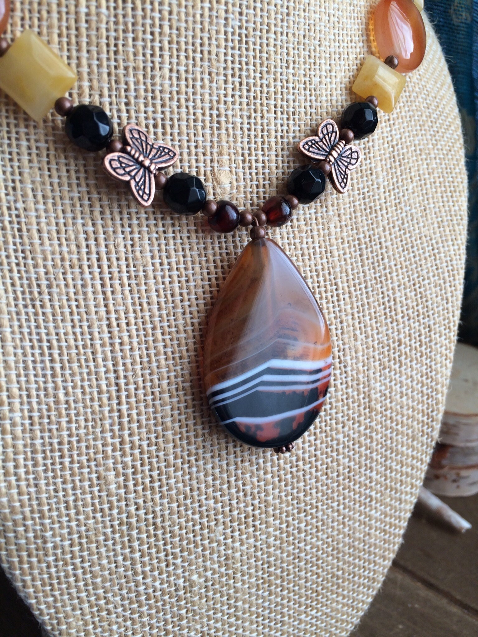 Fall Jewelry Set Necklace Earring Set Burnt Orange Set Boho Carnelian ...