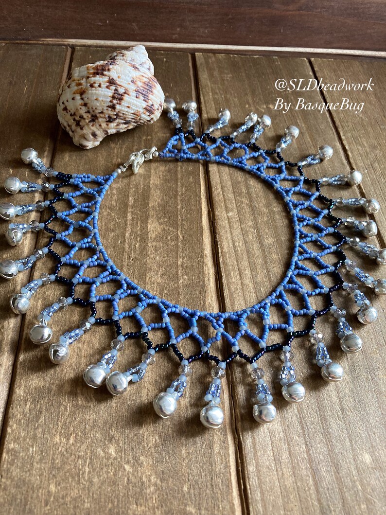 Clapper Anklet Beaded Blue Bells Netted Anklet Native Boho - Etsy