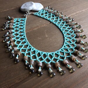 Native Anklet Beaded Crochet Silver Cascade Boho Surf Anklet Blue Puka ...
