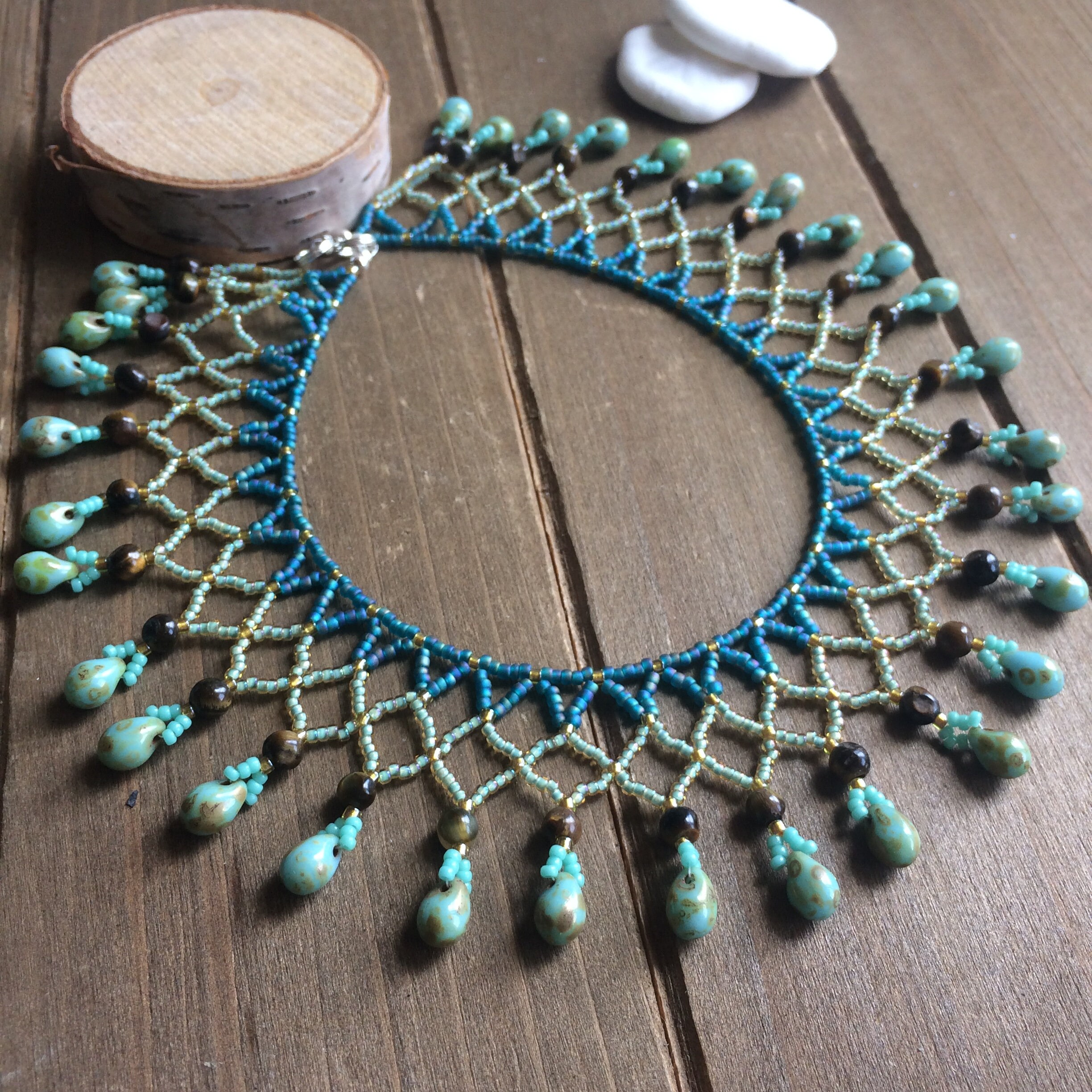 Tribal anklet netted crochet beaded anklet native boho anklet | Etsy