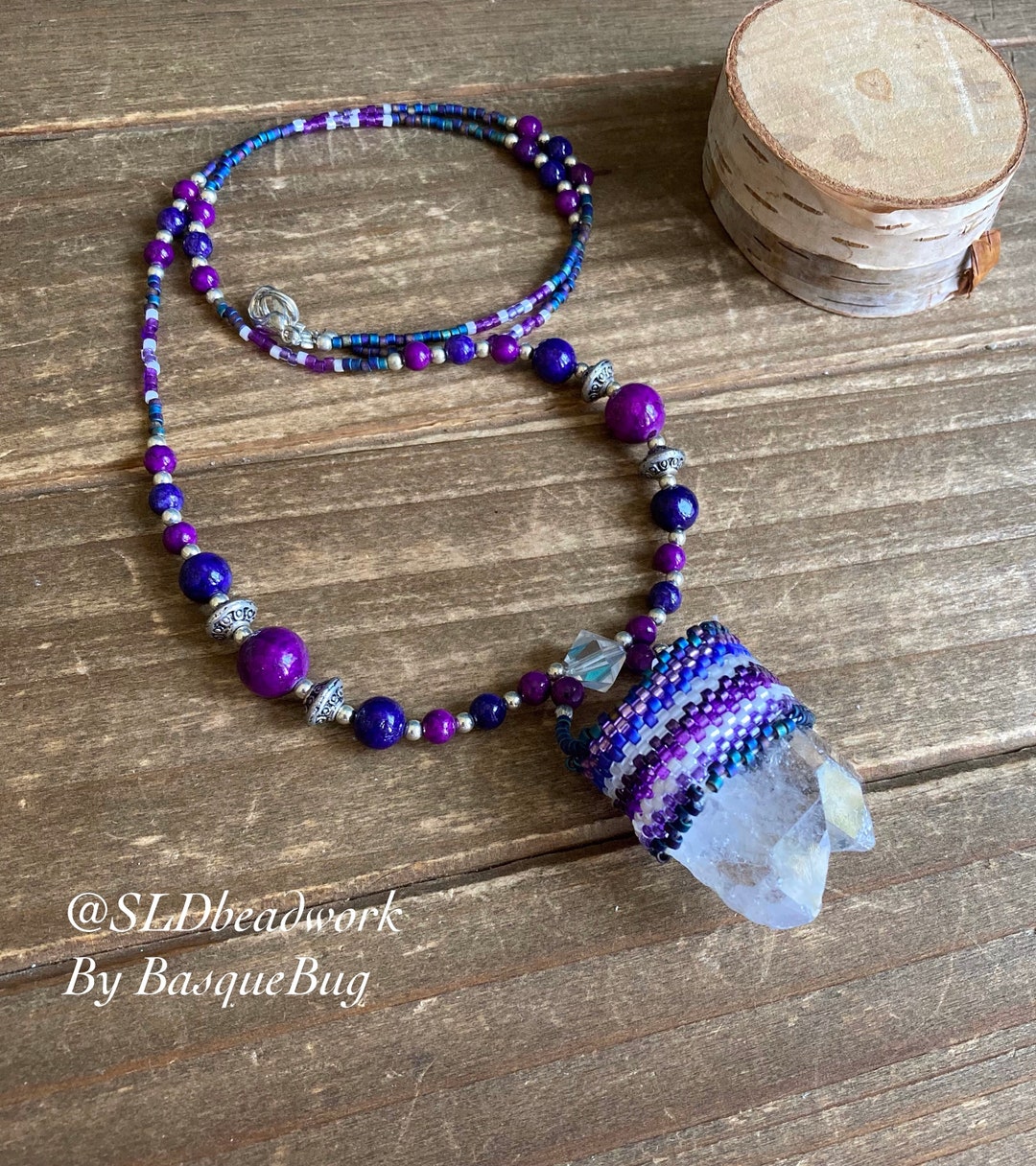 Crystal Wrap Necklace Beaded Basque American Purple Jewelry Double ...