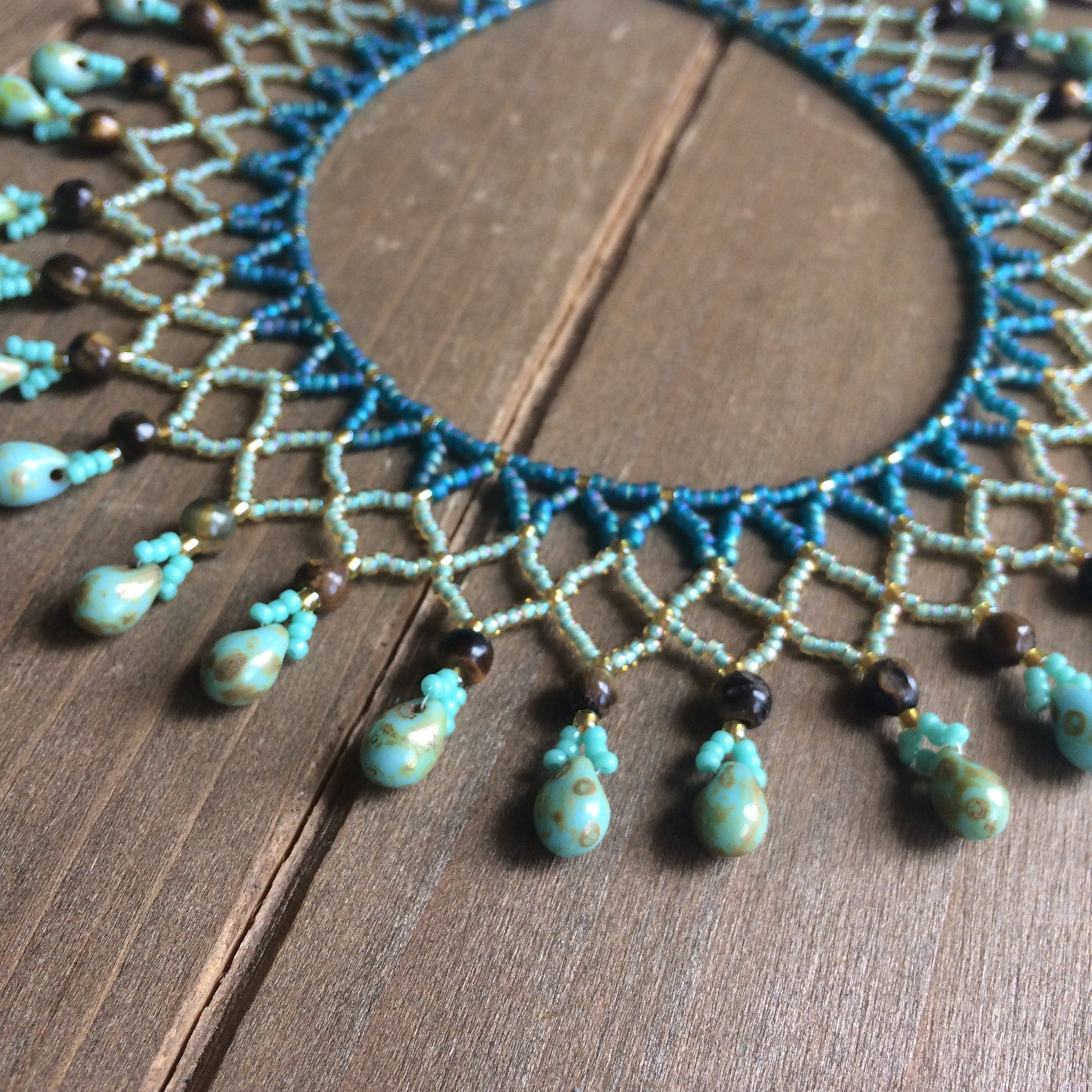 Tribal anklet netted crochet beaded anklet native boho anklet | Etsy