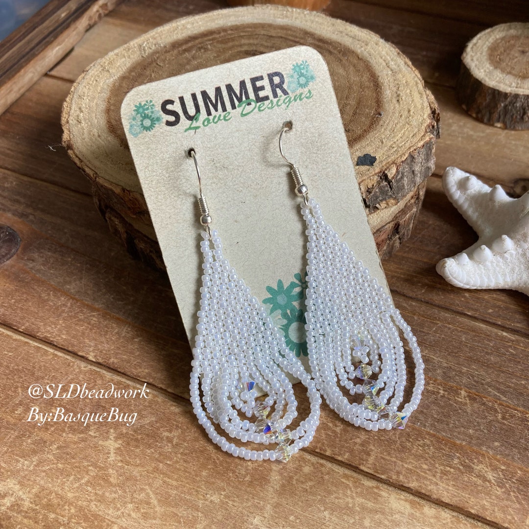 Wedding Earrings Seed Bead Boho Brick Stitch Dangle Earrings Boho ...
