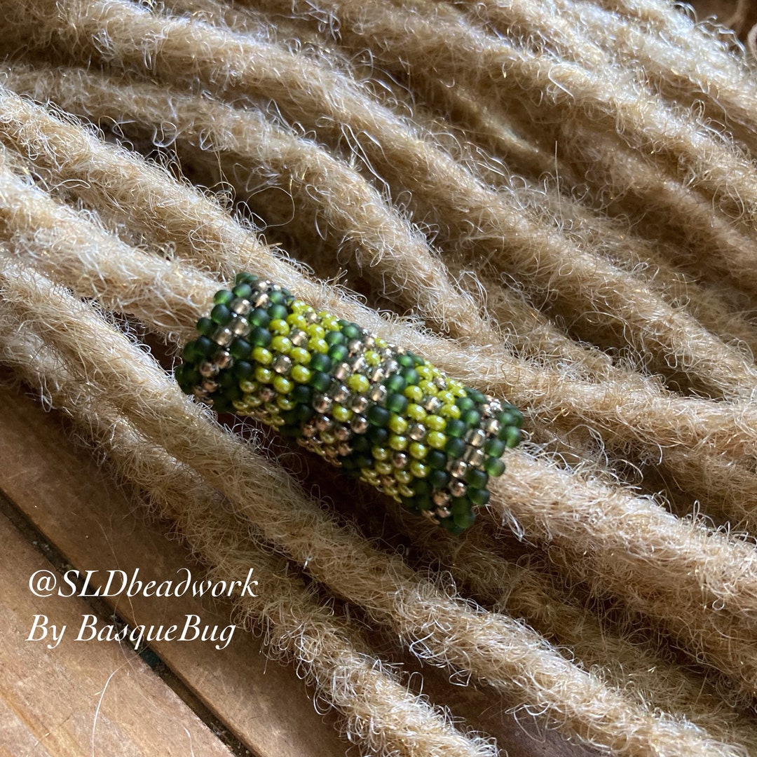 Dreads Jewelry Dreadlocks Braids Jewelry Green Seed Beads Peyote Beaded ...