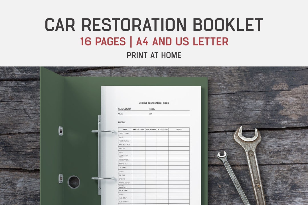 Car Restoration Booklet: Vehicle Project Tracker (PDF Printable) - Etsy