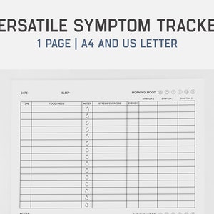 Versatile Symptom Tracker Printable Track Your Autoimmune Disease, IBS ...