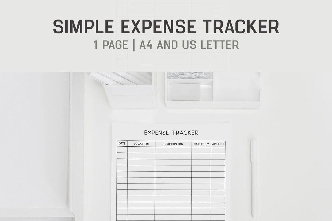 Simple Expense Tracker Printable - Daily, Weekly, Monthly Finance and ...