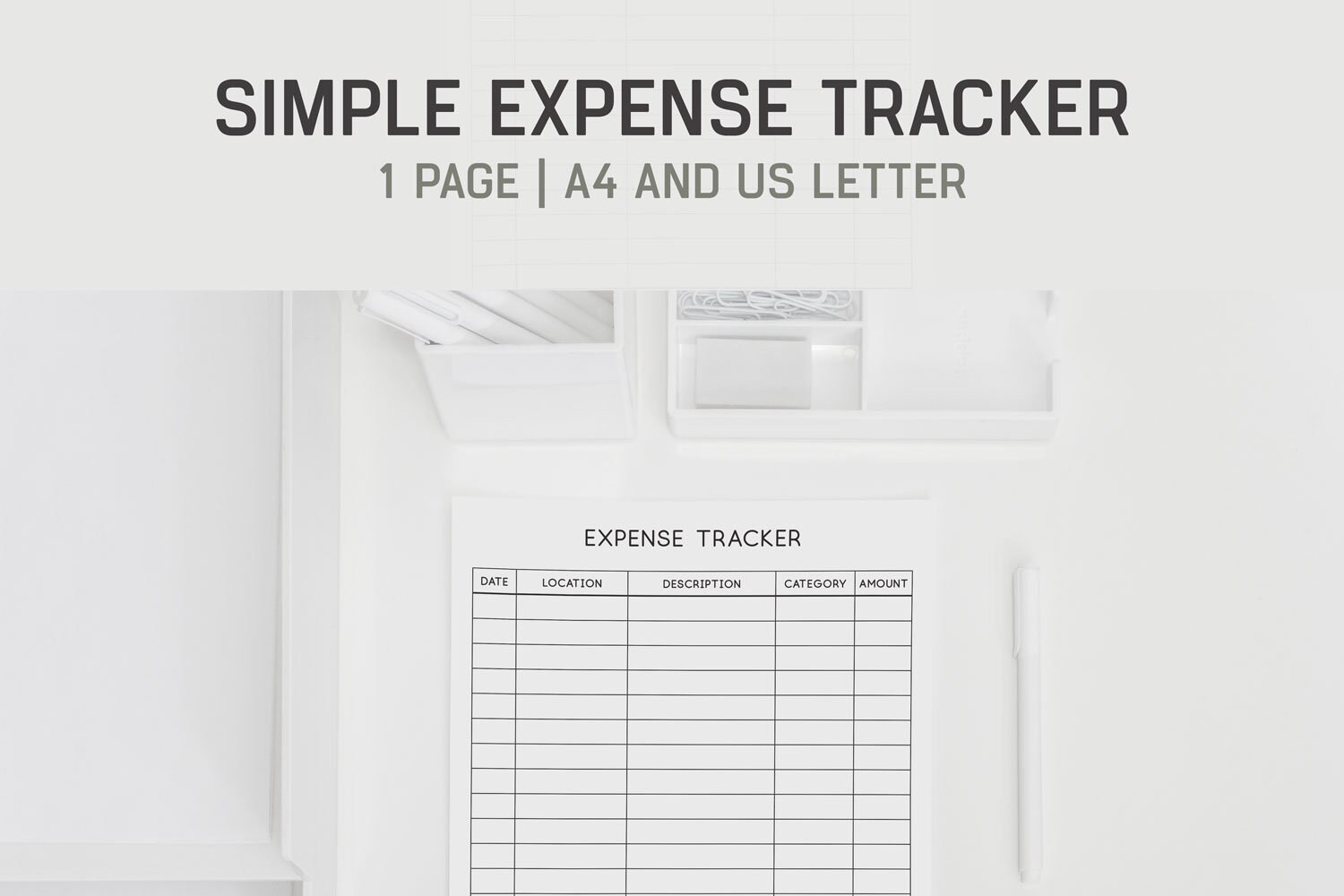 Simple Expense Tracker Printable - Daily, Weekly, Monthly Finance and ...