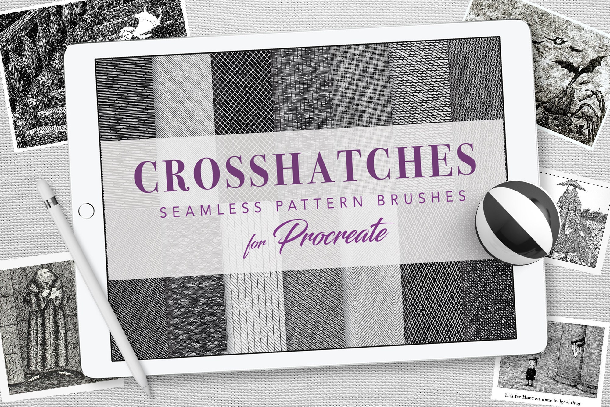 Procreate: Seamless Crosshatch Pattern Brushes | Etsy