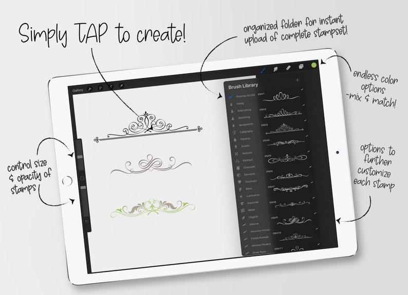 Procreate: Victorian Scrolls Stampset - Etsy